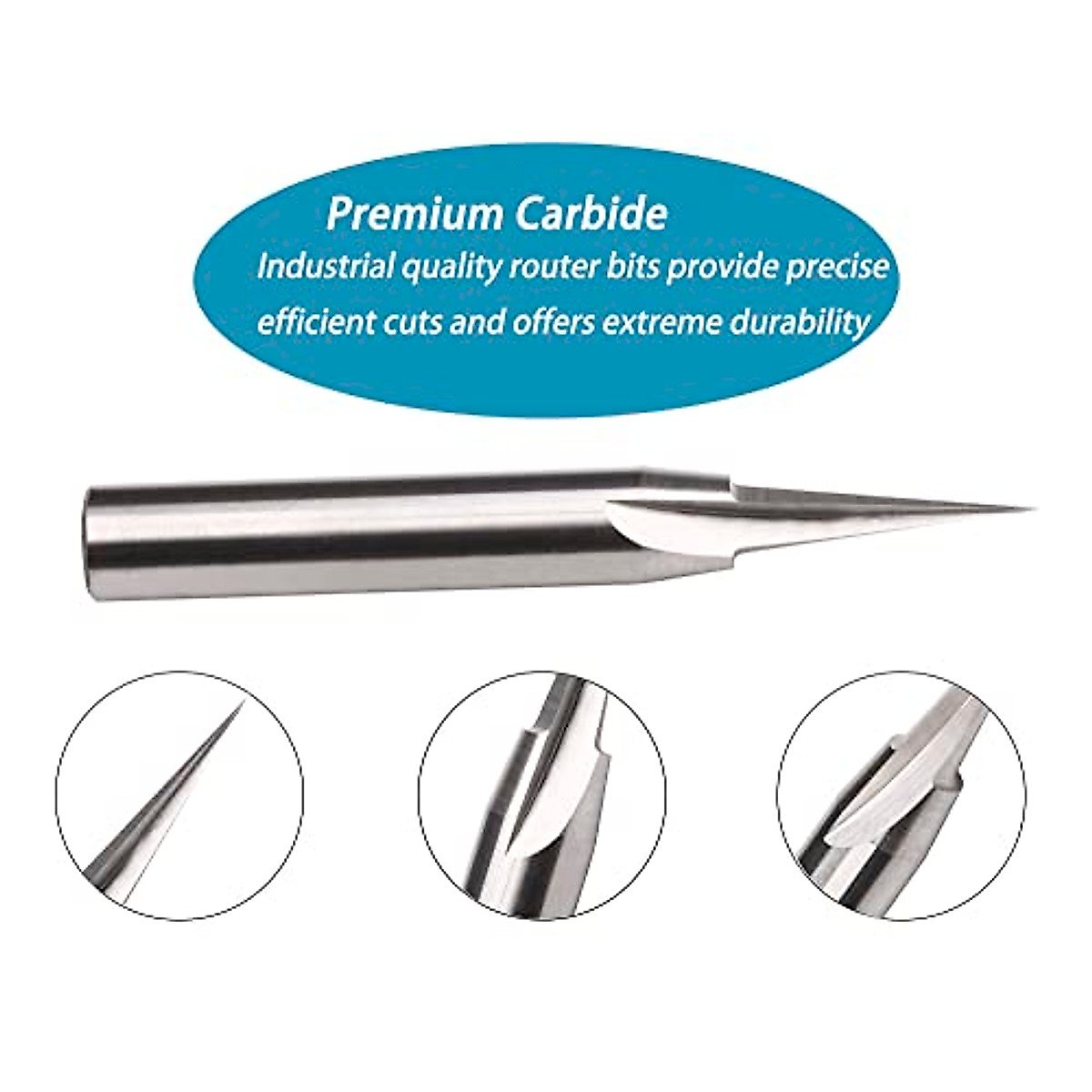 DashHound BRV20 Carbide V-Point Router Bit Wood Engraving Bit “V” 20 Deg with 1/4 Shank and 2” Overall Length 2D&3D Carving