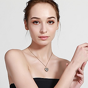 MeMeDIY Personalized Heart Locket Necklace with Photo Initial Angel Wings Picture Pendant 925 Sterling Silver/Gold/Rose Gold Memorial Necklace Gift for Women Girlfriend Mom Daughter (Custom Text)