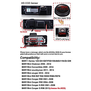 DH 1280x720 pixels 1000 TV line car rear view camera backup for BMW 1 Series 120i E81/E87/F20/135i/640i/116i/Z4 E89 Mini Clubman Convertible countryman couper R55 R60 R55N R56N R57N Cooper R50 R52 R53