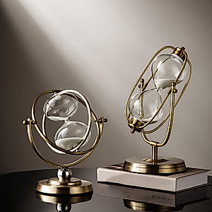 BAWAQAF 360 Degree Rotating Hourglass European Metal Sand Timer 60 Minute Sand Clock Vintage Brass Sandglass Home Office Kitchen Timer