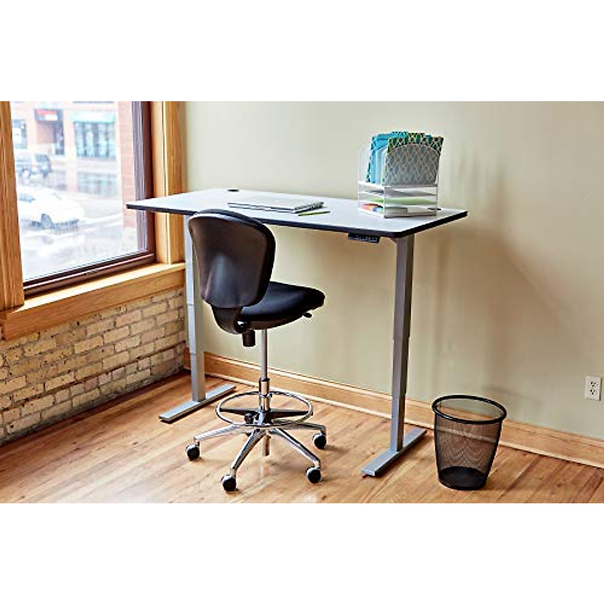 Safco Products Metro Extended Height Rolling Chair 3442BL Ergonomic & Pneumatic Height Adjustment 250lbs Load Capacity Padded Fabric Swivel Base Black