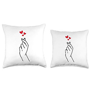 Nami Co. Korean Finger Heart Kpop Love K-pop Merch Kdrama Fans Throw Pillow, 16x16, Multicolor