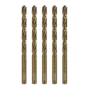 Sabre Tools 1/4 Inch Cobalt Drill Bits – 5pcs Drill Bits for Metal, M35 Cobalt Metal Drill Bit Set, Pilot Point Cobalt Drill Bits – Heavy-Duty Drill Bits for Steel, Hard Metal, Cast Iron (1/4" x 4")
