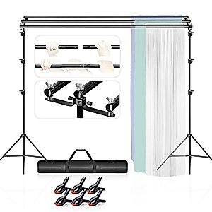 LimoStudio 10 x 9.6 feet Backdrop Stand with Triple Crossbar Background Support System, Easy Length Adjustment, Spring Clamps, Photography Video Event Occasion, AGG3159