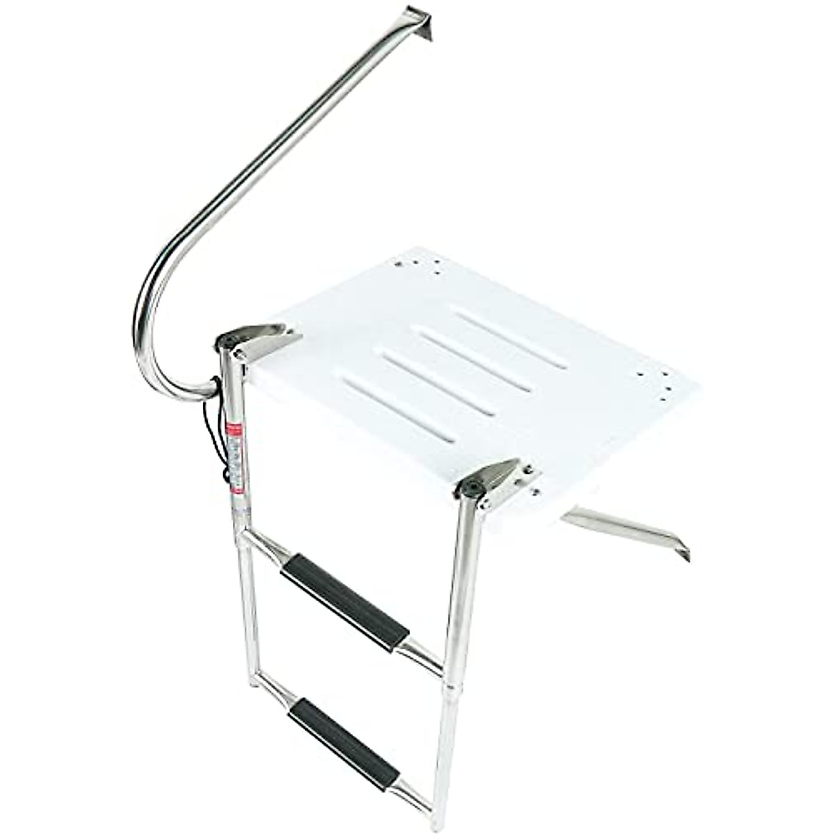 YaeMarine 2 Steps Boat Out-Board Swim Ladder, Under Platform Boat Ladder, Telescoping Boat Ladder, Fiberglass Platform Folding Stainless Ladder