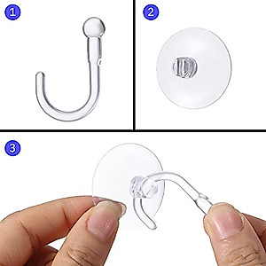 Jetec 24 Pieces Suction Cup Light Suction Cup Wall Hooks Hangers Light Clear Suction Cup Clips for Christmas Wreath String Lights Xmas Decoration (35 mm)