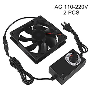 2PCS Blower Cooling Fan 120x25mm 110V 220V AC Powered Cooling Fan Dual-Ball Bearings 3 to 12V Speed Controller Fan for Receiver DVR Compatible with PlayStation Xbox Component