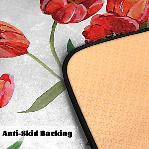 KOBLEN Red Tulip Leaves Kitchen Rugs Non Slip Washable Absorbent Kitchen Mats 20x39 inch Cushioned Anti Fatigue Kitchen Floor Mats for in Front of Sink