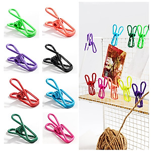 30 Pcs Chip Clips, Multi-Colored PVC Coated High Elastic Strength Clips for Food Package, Clothes Pins and Bag Clip,2 Inch