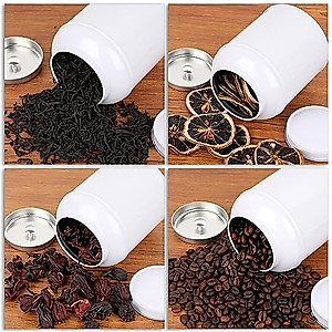JUXYES Pack of 6 Tea Tins Canister with Airtight Double Lids, 18oz Loose Leaf Tea storage Airtight Kitchen Canisters, Round Tins Can Box for Storage Loose Tea Coffee Herbs and Spices, White