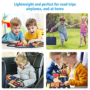 Busy Board Montessori Toys for Toddlers,Sensory Toys Gifts for 3 4 5 6 7 8 Year Old Boys & Girls Preschool Toddler Activities Board Learning Educational Travel Toys for Road Trip Car Airplane Games