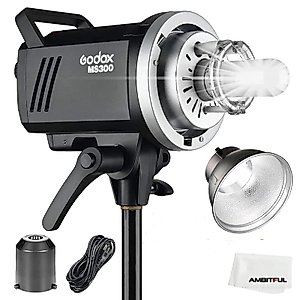 Godox MS300 300W 2.4G Built-in Wireless Receiver Lightweight, Compact and Durable Studio Flash Bowens Mount and 150W Modelling Lamp with Standard Reflective
