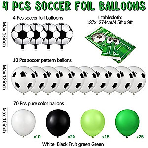 86 Pieces Soccer Birthday Party Decorations Supplies Include Soccer Birthday Party Backdrop Plastic Soccer Table Covers Soccer Balloon Garland for Soccer Event Birthday Party