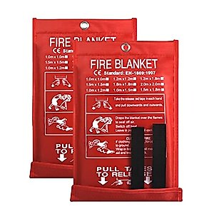 Fire Blanket Fire Guardian Blanket and Fire Blanket Fire Suppression Blankets for Kitchen, Bedroom, People- Energency Safety (40"x40") (White (2 Pack))