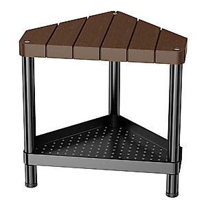 Orimade Corner Shower Bench Inside Shower Stool for Shaving Legs with Storage Shelf, Waterproof Shower Foot Rest Chair, Rustproof Metal ＆ Plastic Shower Seat Organizer for Bathroom(Bronze)