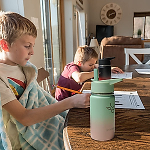 STACEGEELE Insulated Vacuum Water Bottle with Spout Lid & Screw on Top | Stainless Steel Flask For Kids Leak Proof Lightweight Eco Friendly 18oz / 24oz / 32 oz / 40oz (Mint Julep, 12OZ)