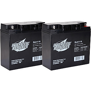 Interstate Batteries 12V 18Ah Battery (2-Count) (Nut & Bolt Terminal) SLA AGM VRLA Rechargeable Replacement for Solar Power, Generators, Medical Devices, Fences (SLA1116)