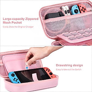innoAura Switch Case for NS Switch 19 in 1 Switch Accessories Bundle with Switch Carrying Case, Switch Game Case, Switch Screen Protector, Switch Stand, Switch Thumb Grips (Pink)