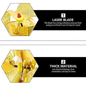 Happyyami 3Pcs Octagonal Bird Windmill Golden Windmill Creative Spinner Bird- Proof Windmill Orchard Balcony Garden Decoration