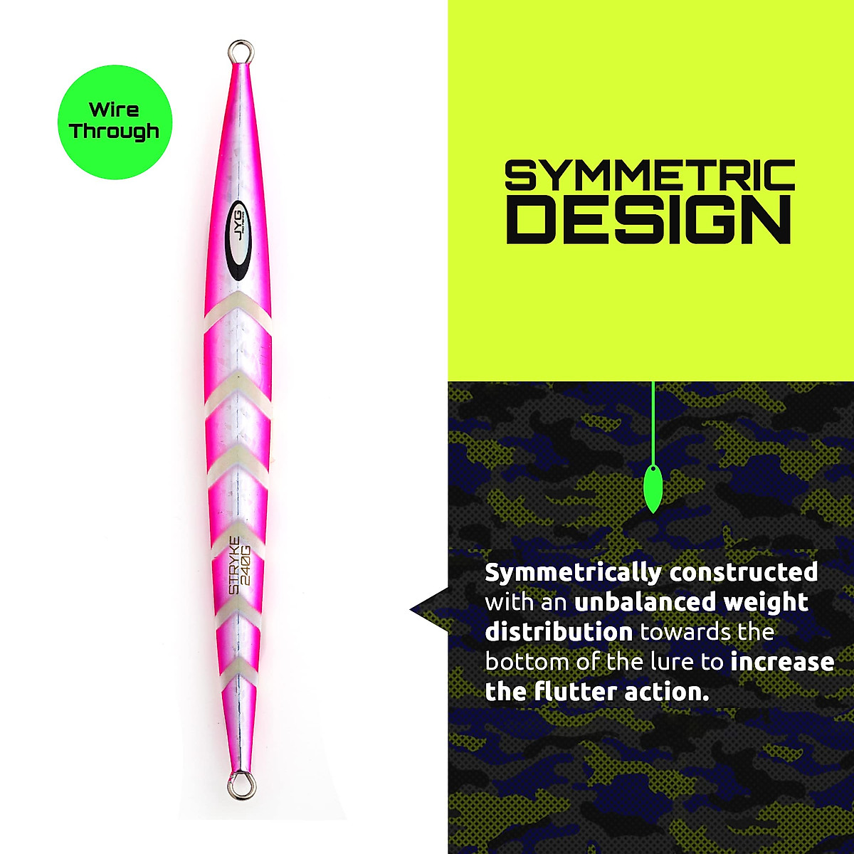 JYG PROFISHING Jig for Hooks - Saltwater Fishing Jig Lures – Salmon, Tuna, Fish Glow Bait Lure Heads - Deep Sea Perfect for Slow Pitch Jigging - Stryke Collection (Pink, 340G)