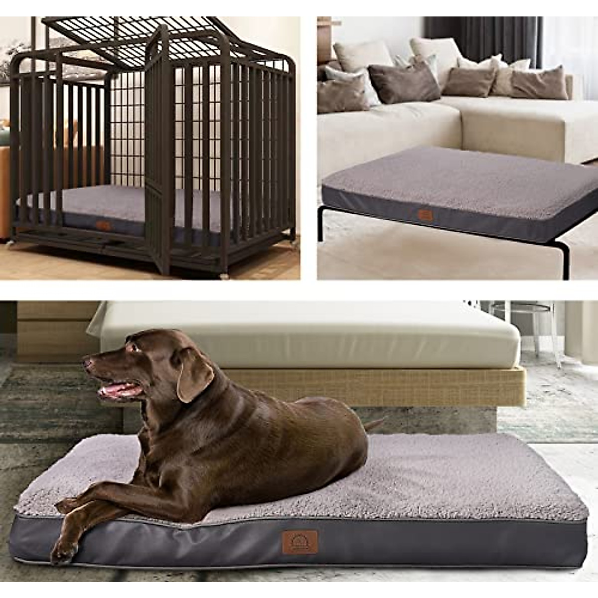 Sunheir Orthopedic Dog Bed for Medium, Large and Extra Large Dogs, Large Dog Bed with Removable Waterproof Cover and Egg-Crate Foam, Pet Bed Machine Washable (36 x 27 x 3 inch, Grey)