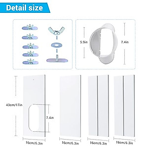 Mrrihand Portable AC Window Vent Kit with 5.9" Exhaust Hose & Coupler, Upgraded Seamless Air Conditioner Window Vent Kit, Adjustable Window Seal for Sliding Vertical & Horizontal Window
