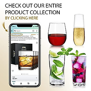 Bravario Unbreakable Tritan Plastic Whiskey Glasses | Shatterproof Double Rocks | Dishwasher-Safe | BPA-free | Perfect for Cocktail Bourbon | 12.5 oz, Set of 4