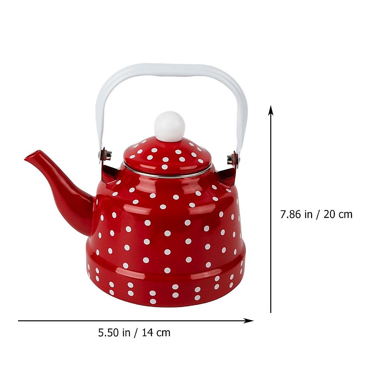Cabilock 1.1Quart Enamel Tea Kettle Tea Pot: Red Teapot Stovetop Porcelain Teapot Kettle Red Tea Kettle for Stove Top with Handle for Stovetop Hot Water Boiler