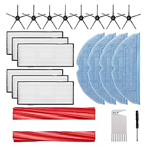 RONGJU 22 PACK S7 Accessories Kit Compatible with Roborock S7, S7+, S7 MaxV, S7 MaxV Plus, 2 Main Brush, 4 Mop Cloth, 6 Filter, 8 Side Brush