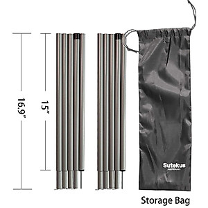 Sutekus Steel Rod Tent Pole Replacement Accessorie 2pc/Set Adjustable Bars (Black)