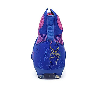 WELRUNG Men's Women's AG Cleats Training Athletic Non-Slip Long Studs High-Top Football Soccer Shoes for Youth Blue 9.5/8 US