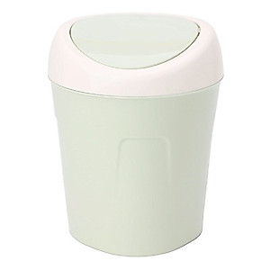 Beerty Mini Desktop Garbage Can Waste Basket Lightweight Trash Can with Lid Dustbin Container Box for Home Office Kitchen(Green)