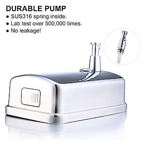 VANNSOO Commercial Soap Dispenser Wall Mount Stainless Steel Manual Liquid Pump Rust-Proof Leak Free for Bathroom (34 fl.oz./1000ml)