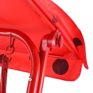 ReunionG Kids Porch Swing, 2 Seats Children Swing Chair w/Safety Belt & Adjustable Hammock Canopy, Kids Patio Swing Bench for Outdoor