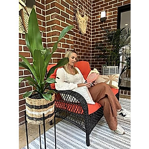 Harlie & Stone Outdoor Seat Cushion, Patio Chair Cushions, Outdoor seat Cushions Set of 2, Replacement Cushions for Outdoor Furniture, Outdoor Chair Cushion, 22 x 22 Outdoor Cushions - Orange