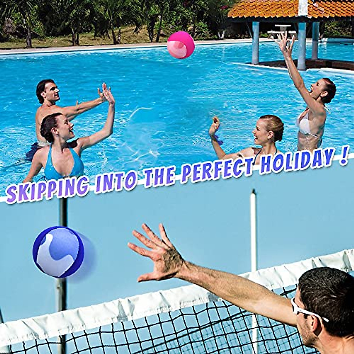 Guard Glasses Water Skipping Ball Summer Beach Ball 2-Pack Water Bouncing Balls Grip Ball for Beach Swimming Pool River Lake, Blue