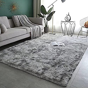 evizen 8x10 Area Rug for Living Room Bedroom, Super Soft Shaggy Rugs Fluffy Washable Durable Living Room Rugs, Plush Rug for Room Decor, Light Grey