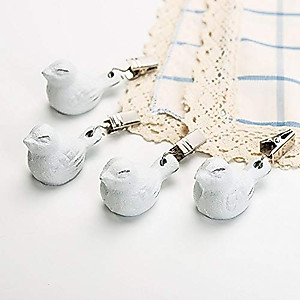 Sungmor Cast Iron Heavyweight Tablecloth Weights - 4 Pack Lovely & Beautiful White Bird Pendent Clips Weights Kit - Heavy Duty Table Cloth Cover Clamps for Home Garden Party Wedding Camping Picnic