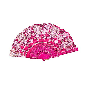RAZZUM Folding Hand fansChinese Style Lace Silk Hand Held Fans，Vintage Lace Flower Fan for Folding Dance，Wedding Party，Girl Photo PropChinese Fans Fan (Color : 7)