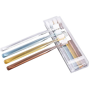 Artibetter Toothbrush Soft Bristle Clear Plastic Crystal Handle Small Head Toothbrush Travel Portable, 8pcs