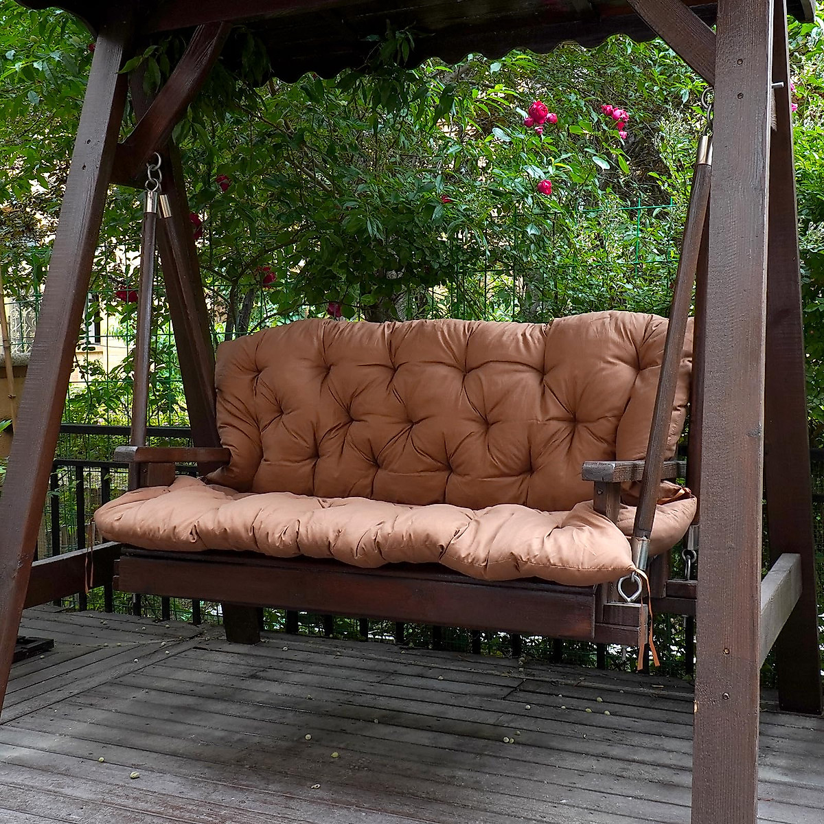 knaricas Porch Swing Cushions, Thicken 4" Patio Bench Cushion, 2-3 Seater Swing Replacement Cushions with Backrest, for Outdoor Furniture Patio Porch Lawn Garden (Dark Green, 40x40in)