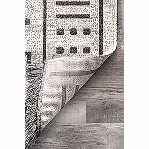 nuLOOM Cora Tribal Indoor/Outdoor Area Rug, 3' x 5', Light Grey