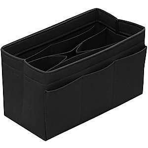 DailyPlus Purse Organizer Insert Felt Bag Organizer Handbag Organizer Insert Bag In Bag Organizer for Tote Purse Bag 14 Pockets Black Small