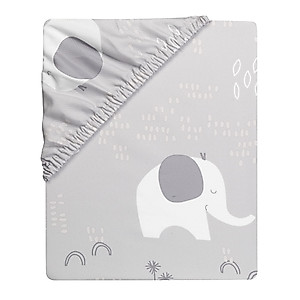 Bedtime Originals Elephant Love Gray/White Baby/Toddler Polyester Fitted Crib Sheet