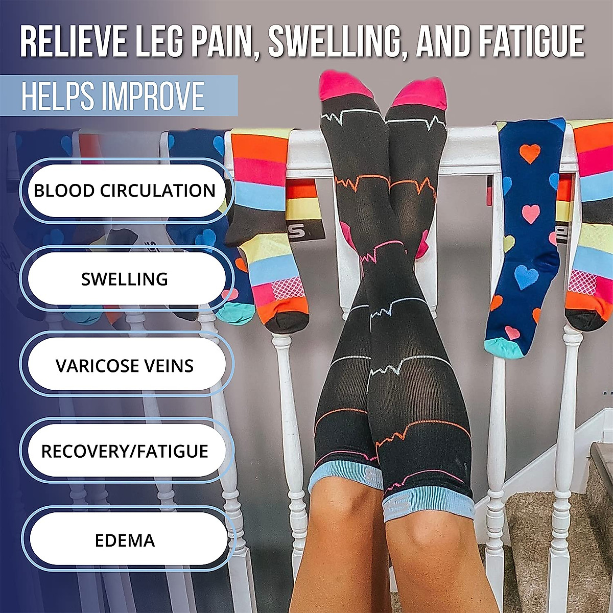 SB SOX 3-Pair Compression Socks (15-20mmHg) for Men & Women – Best Socks for All Day Wear! (S/M, 07 – Multi-color)