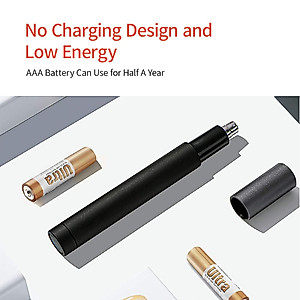 ZHIBAI Ear and Nose Hair Trimmer, Painless Nose Hair Clippers Trimmer for Men and Women, Portable Nose Hair Remover with Dual Edge Blades, Battery-Operated, IPX7 Waterproof