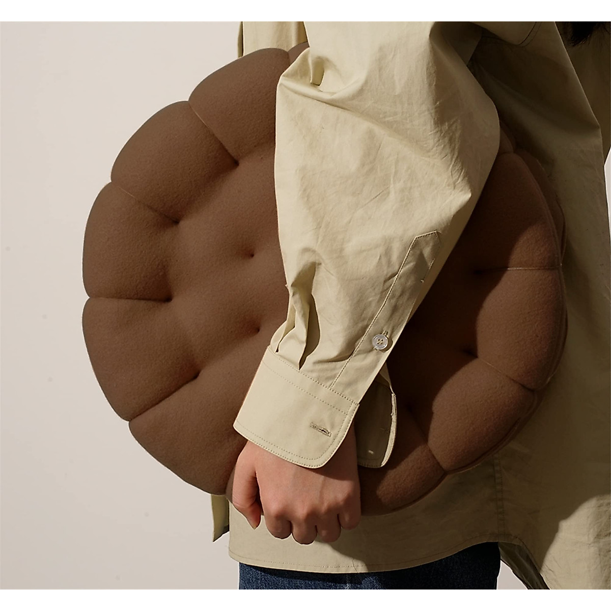 14'' Biscuit Shaped Seat Cushion Short Plush Pillow for Livingroom Decor Graduation Gift (Pink)