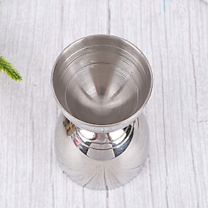 Hemoton Barware Stainless Steel Commercial 2oz. / 1oz. Bell Style Measuring Jigger Bar Tool- Brushed Finish, One Jigger (Silver)