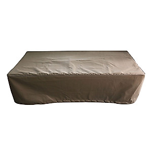 Elementi Granville 60 Inch Rectangular Concrete Natural Gas Fire Pit Table + 42 Inch Stainless Steel Fire Pit Cover + Tempered Glass Wind Screen Guard