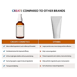 BPT10 Acne Treatment Moisturizer | 10% Benzoyl Peroxide 1% Tea Tree Oil | 55% Organic 89% Natural | Gentle Plant-based Vegan & Cruelty-free | 2.2 fl. oz